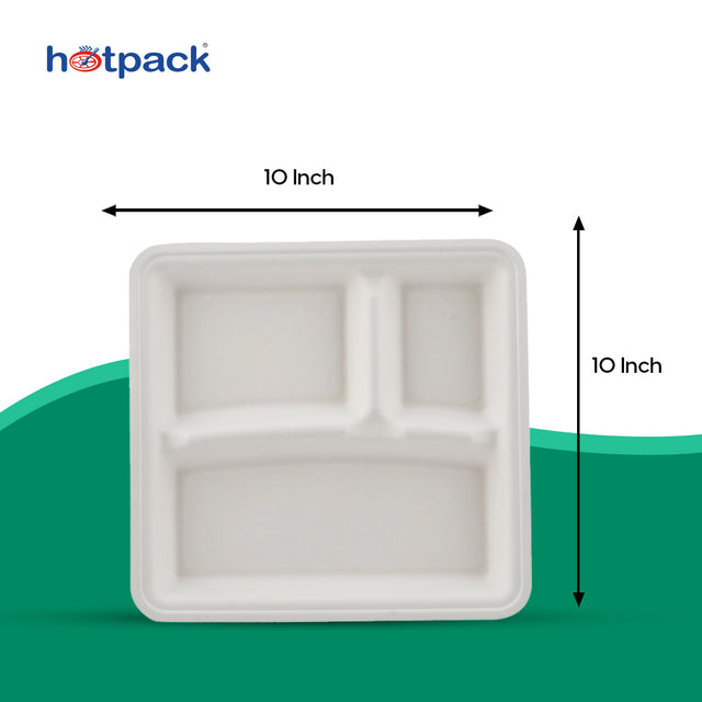 3 compartment biodegradable and disposable food square trays – Hotpack ...