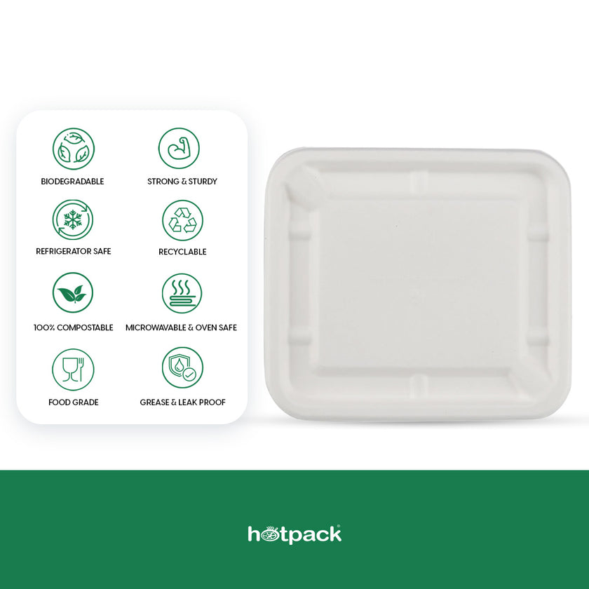 Biodegradable Rectangular container Lid | India – Hotpack India